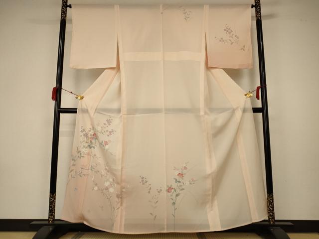 平和屋着物＊夏物　訪問着　絽　草花文　暈し染め　正絹　逸品　未使用　AABA2882jd