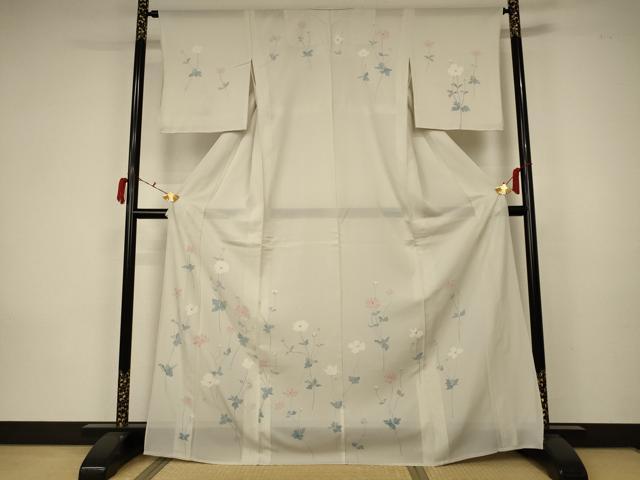 平和屋着物＊夏物　訪問着　絽　草花文　正絹　逸品　AABA2896jd