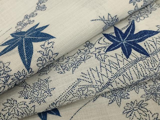 平和屋着物＊夏物　小紋　紗　楓文　洗える着物　AABA2919jd