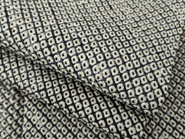 平和屋着物●大変加工の良い総絞り小紋　黒地　正絹　逸品　AABA3283ck