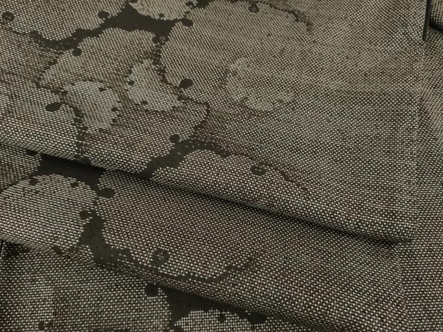 平和屋着物●本場大島紬　薩摩結城　カタス7マルキ　雪輪間道　黒地　正絹　逸品　AABA3294ck