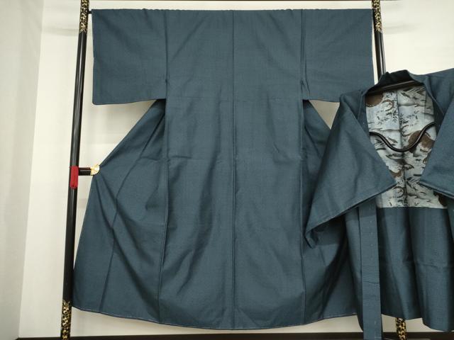 平和屋着物●男性　紬　アンサンブル　亀甲絣　正絹　逸品　未使用　AABA3317ck