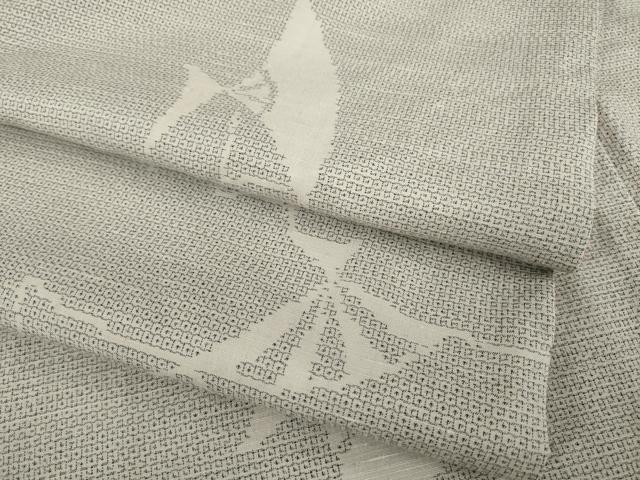 平和屋着物●結城紬　100亀甲　舞扇文　正絹　逸品　AABA3334ck