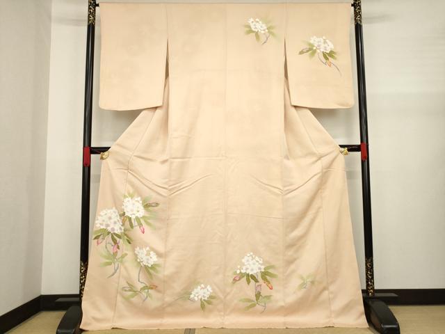 平和屋着物●訪問着　友禅　草花文　ロング丈　正絹　逸品　AABA3360ck