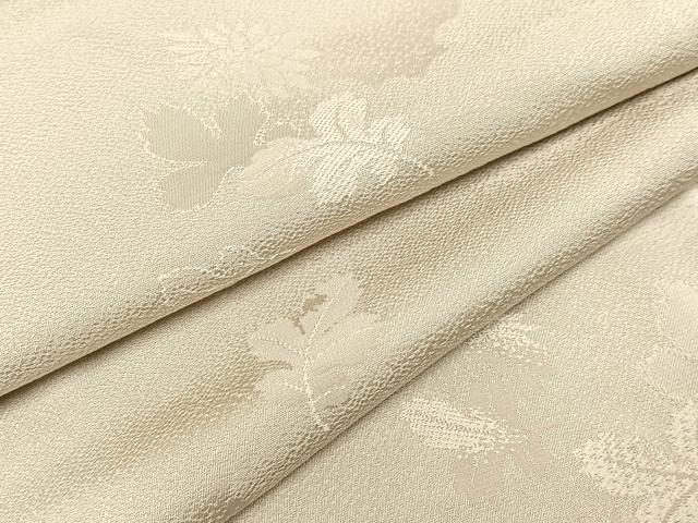 平和屋着物●上質な色無地　舞葉地紋　練色　正絹　逸品　未使用　AABA3808ph