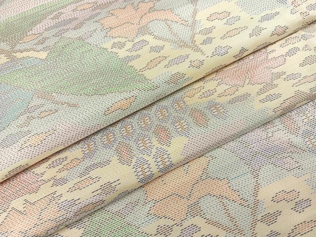 平和屋着物●本場大島紬　白大島　亀甲草花文　正絹　逸品　AABA3815ph