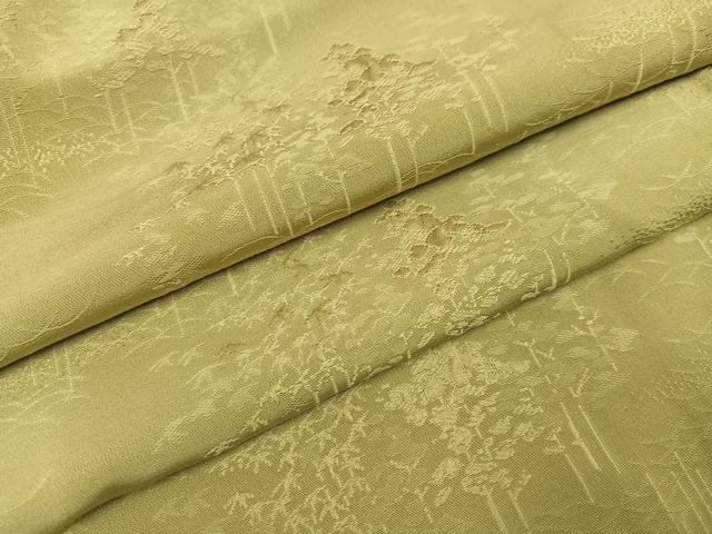 平和屋着物●上質な色無地　樹林地紋　青朽葉色　正絹　逸品　未使用　AABA3829ph