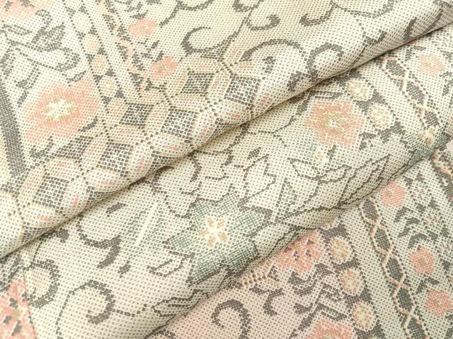 平和屋着物●本場染大島紬　花唐草文　正絹　逸品　未使用　AABA3840ph