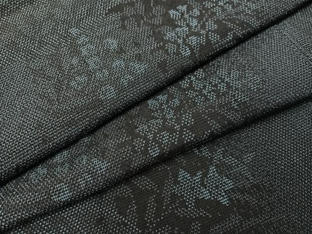 平和屋着物●お召　草花間道　正絹　逸品　AABA4299ph