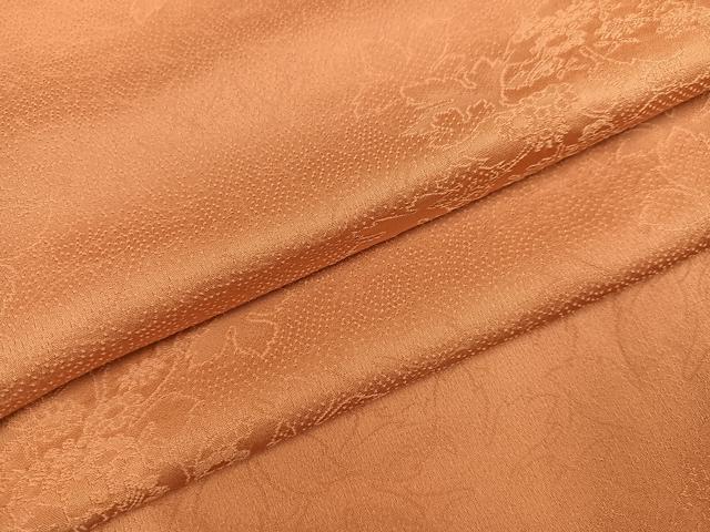 平和屋着物●上質な色無地　草花地紋　宍色　正絹　逸品　AABA4315ph