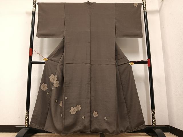 平和屋着物●訪問着　紬地　楓　正絹　逸品　未使用　AABA4340ph