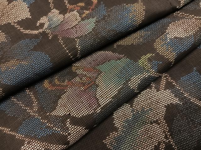 平和屋着物●本場大島紬　カタス9マルキ　草花文　正絹　逸品　未使用　AABA4341ph