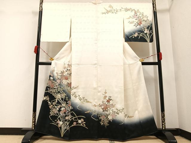 平和屋着物●訪問着　枝花文　暈し染め　金彩　正絹　逸品　AABA4354ph