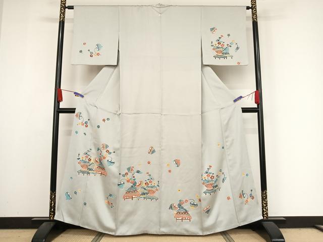 平和屋着物●紅型　訪問着　風景文　正絹　逸品　AABA4481np