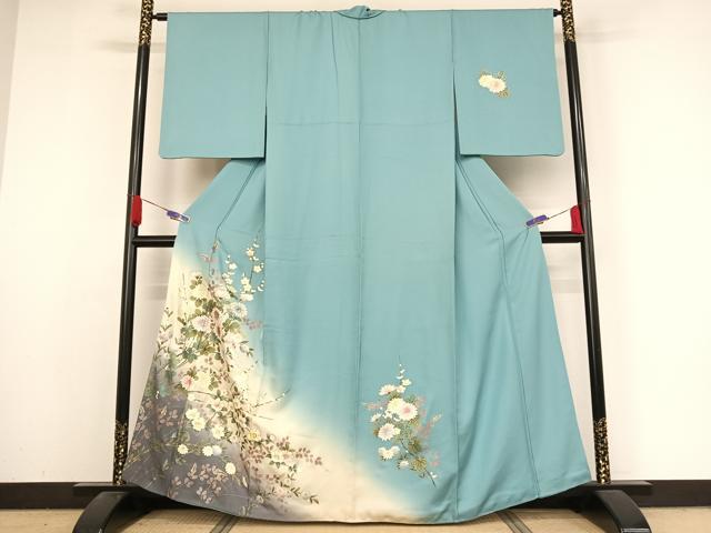 平和屋着物●訪問着　螺鈿　草花文　暈し染め　金彩　正絹　逸品　AABA4485np