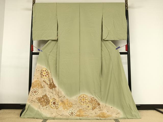 平和屋着物●染の聚楽　高橋泰三　色留袖　駒刺繍　正倉院花文　上代63万　金糸　金彩　仮絵羽　正絹　逸品　未使用　AABA4493np