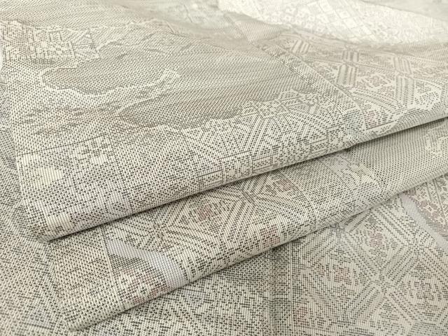 平和屋着物●本場大島紬　白大島　カタス9マルキ　雲取り吉祥花文　正絹　逸品　未使用　AABA4505np