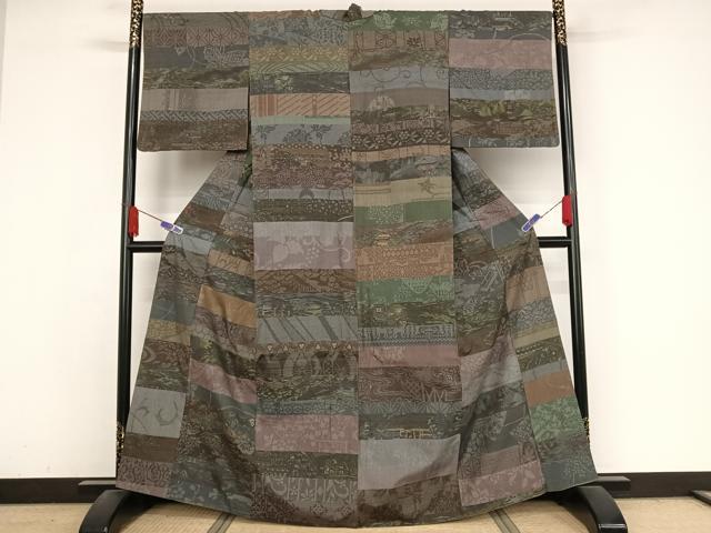 平和屋着物●本真綿結城紬　100亀甲　百柄　正絹　逸品　AABA4525np