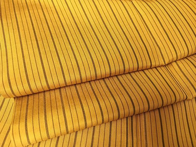平和屋着物●本場黄八丈　平織　縞　正絹　逸品　AABA4552np