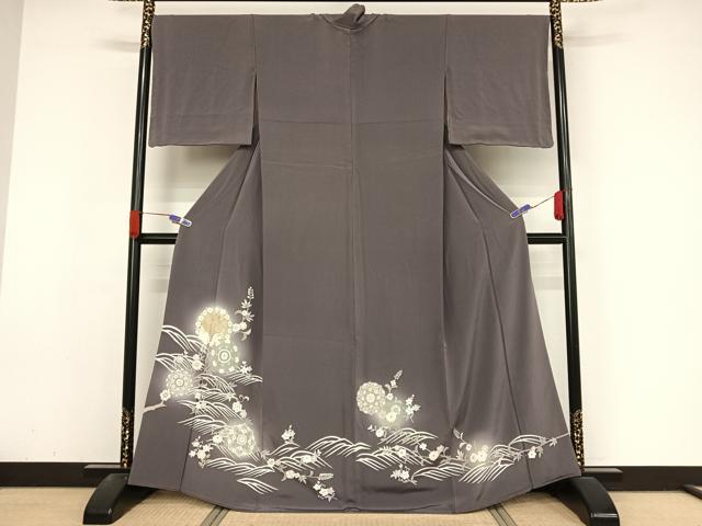 平和屋着物●色留訪問着　駒刺繍　正倉院花文　鶴　暈し染め　金糸　金彩　正絹　逸品　AABA4559np