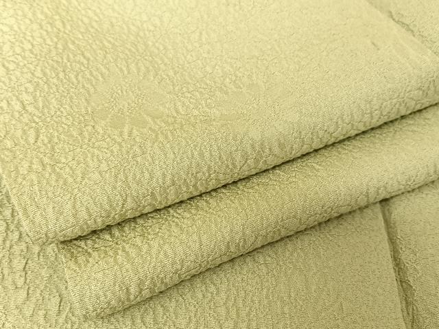 平和屋着物●上質な色無地　舞花地紋　若芽色　正絹　逸品　AABA4568np