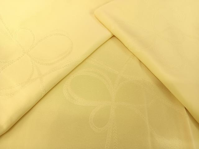 平和屋着物●上質な色無地　組紐地紋　淡黄色　正絹　逸品　AABA4569np
