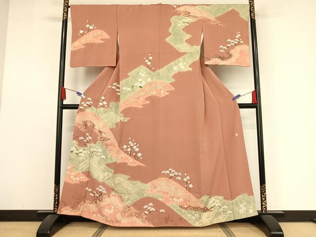 平和屋着物●十日町　名門　滝泰謹製　訪問着　絞り　松竹梅　金彩　正絹　逸品　AABA4574np