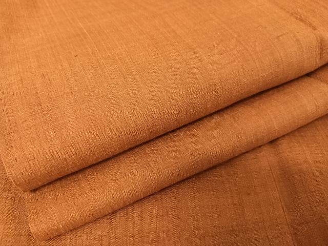 平和屋着物●本場結城紬　重要無形文化財　色無地　代赭色　正絹　逸品　AABA4581np