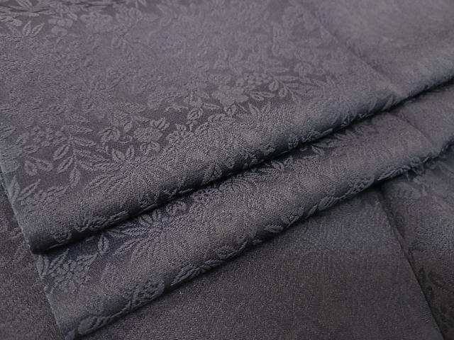 平和屋着物●こんや　天然藍染　色無地　草花地紋　濃鼠色　正絹　逸品　AABA4597np