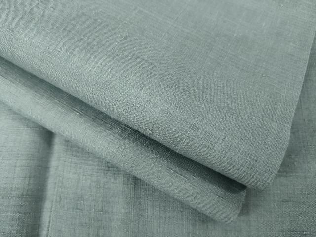 平和屋着物●結城紬　色無地　鼠色　正絹　逸品　AABA4614ck