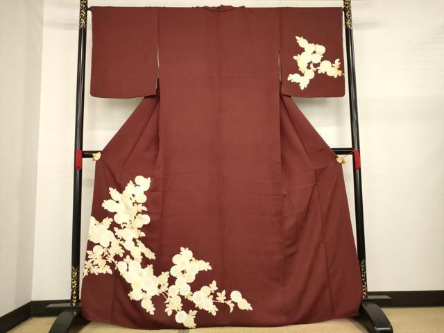 平和屋着物●訪問着　刺繍　草花文　正絹　逸品　AABA4615ck
