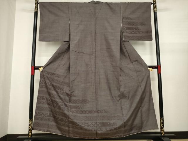 平和屋着物●上質な紬　訪問着　横段花文　正絹　逸品　AABA4680ck