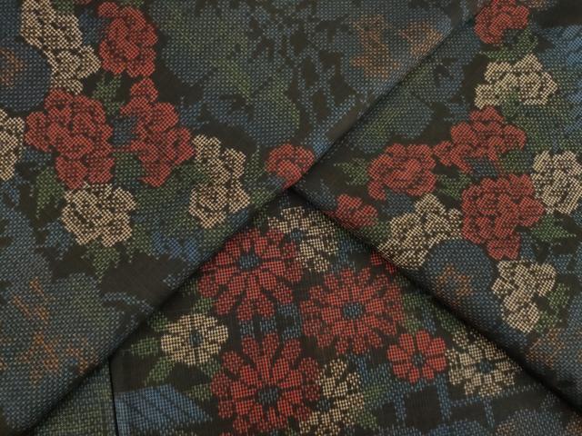 平和屋着物●本場大島紬　一元7マルキ　草花文　正絹　逸品　AABA4803ck