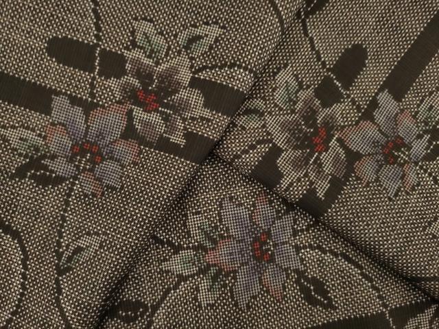 平和屋着物●本場大島紬　一元7マルキ　花唐草文　正絹　逸品　AABA4812ck