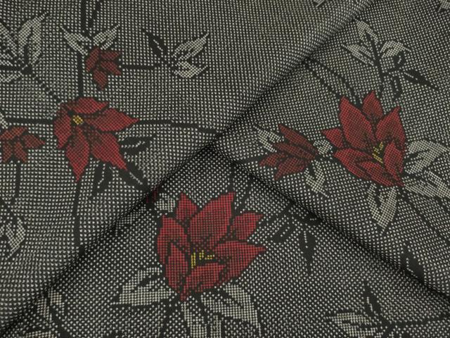 平和屋着物●本場大島紬　一元7マルキ　花蔦草文　正絹　逸品　AABA4819ck