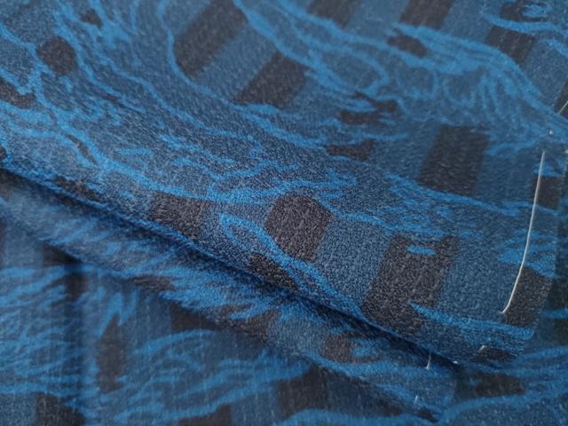 平和屋着物●男性　小紋　立波文　キングサイズ　洗える着物　未使用　AABA4829ck