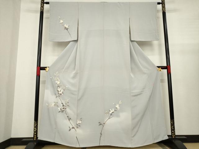 平和屋着物●本加賀友禅作家　南克治　訪問着　枝花文　暈し染め　正絹　逸品　AABA4841ck