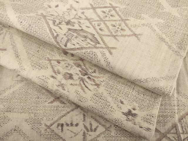 平和屋着物●本場結城紬　重要無形文化財　100亀甲　菱取り風景文　正絹　逸品　AABA4868ck