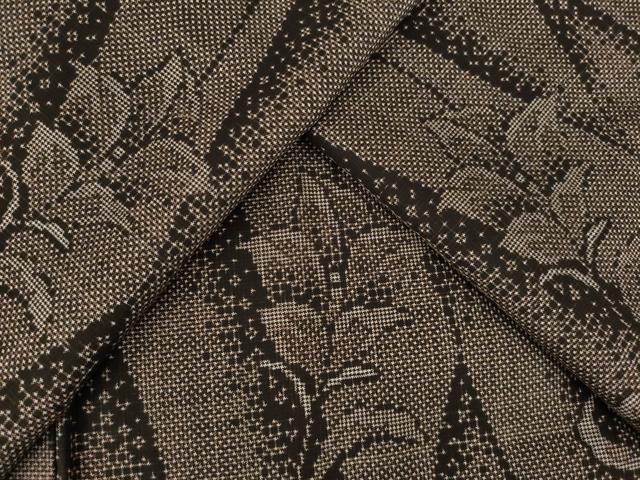 平和屋着物●本場大島紬　一元7マルキ　枝花文　正絹　逸品　AABA4870ck