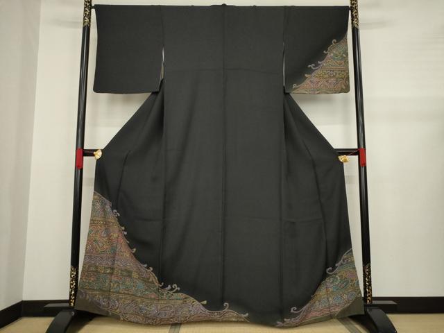 平和屋着物●訪問着　ペイズリー柄　更紗　金彩　正絹　逸品　AABA4877ck