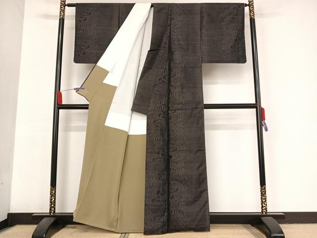 平和屋着物○本場大島紬 流水文 正絹 逸品 AABA4930np