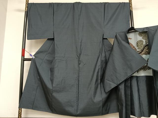 平和屋着物●男性　本場大島紬　アンサンブル　格子　キングサイズ　正絹　逸品　AABA4939np