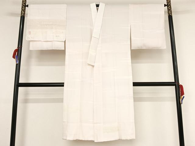 平和屋着物●皇室献上工場謹製 富岡製糸場 長襦袢 無双仕立て 霞文 丹後ちりめん 確氷製糸謹製 反端付き 正絹 逸品 未使用 AABA4950np