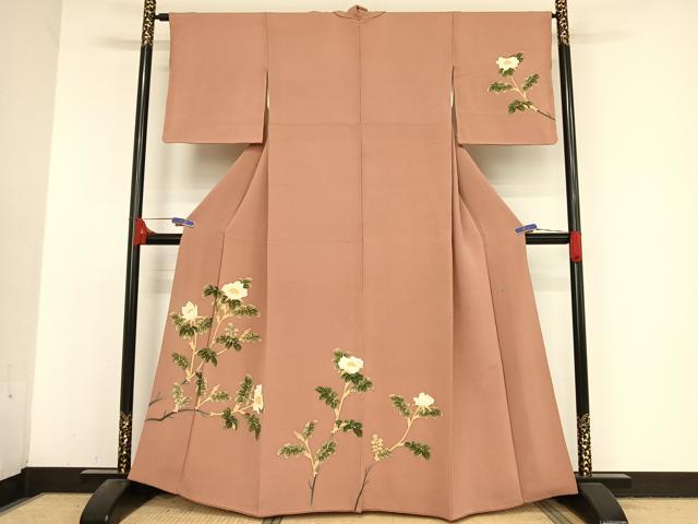 平和屋着物●本加賀友禅作家　沢飯芳雄　訪問着　枝花文　鬼しぼ縮緬　正絹　逸品　AABA4976np