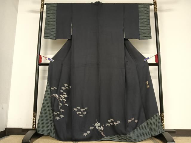 平和屋着物●染色の魔術師　染乃座・大久保玄才　そめのざ玄才　訪問着　笹梅文　正絹　逸品　AABA5008np