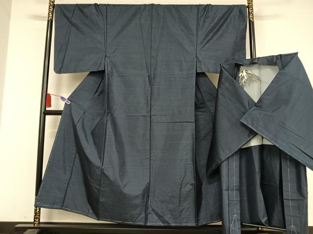 平和屋着物●男性　本場大島紬　アンサンブル　格子　正絹　逸品　未使用　AABA5038np