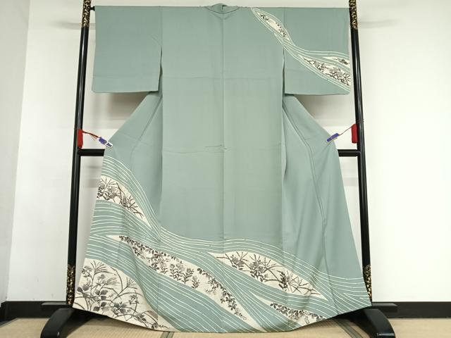 平和屋着物●訪問着　草花シルエット　正絹　逸品　AABA5048np