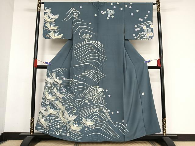 平和屋着物●本加賀友禅作家　中正享子　訪問着　流水に松　正絹　逸品　AABA5059np