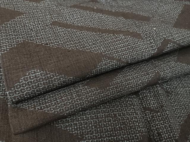 平和屋着物●結城紬　80亀甲　幾何学文様　正絹　逸品　AABA5077np