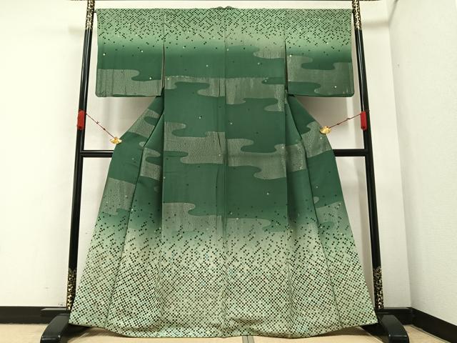 平和屋着物●訪問着　霞文　暈し染め　金彩　銀通し地　正絹　逸品　AABA5237ph